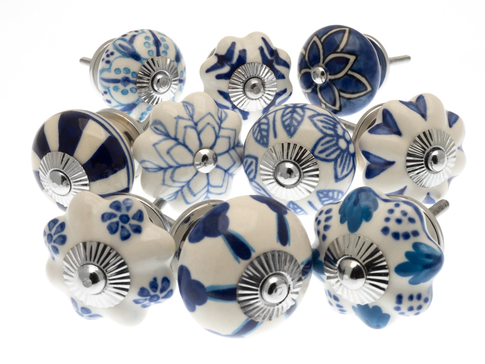 Ceramic Door Knobs Artisan Mixed Blue & White (Set of 10) – Mango Tree Knobs