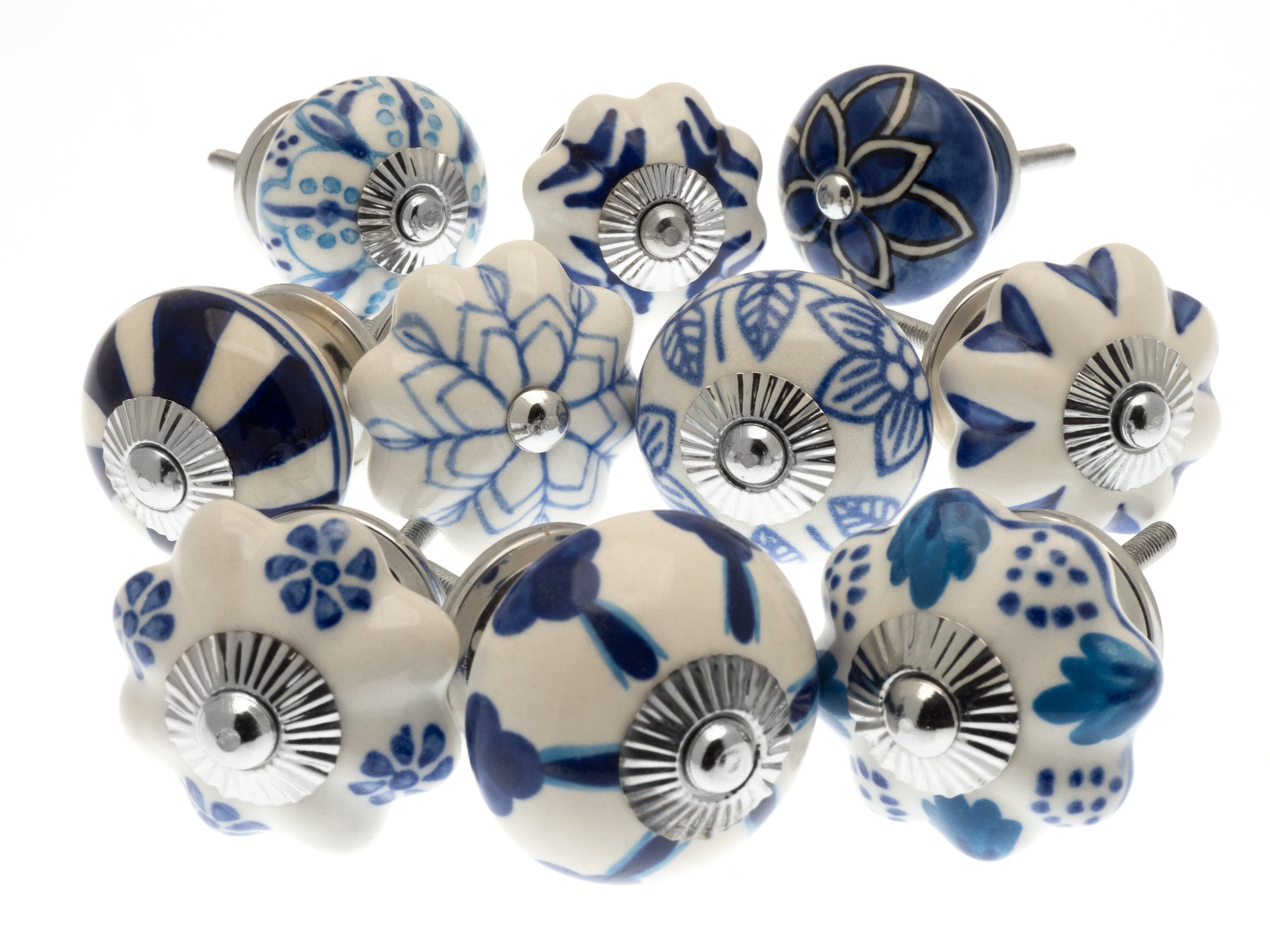 Ceramic Door Knobs Artisan Mixed Blue & White (Set of 10) – Mango Tree Knobs