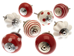 Ceramic Door Knobs Bright Red and White (Set of 8) – Mango Tree Knobs